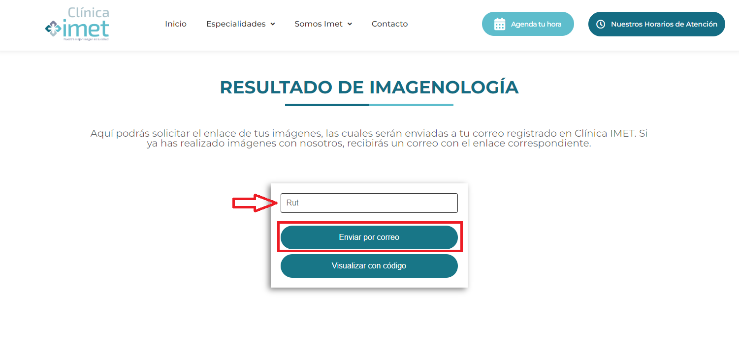 Resultados de imagenología – Clínica Imet
